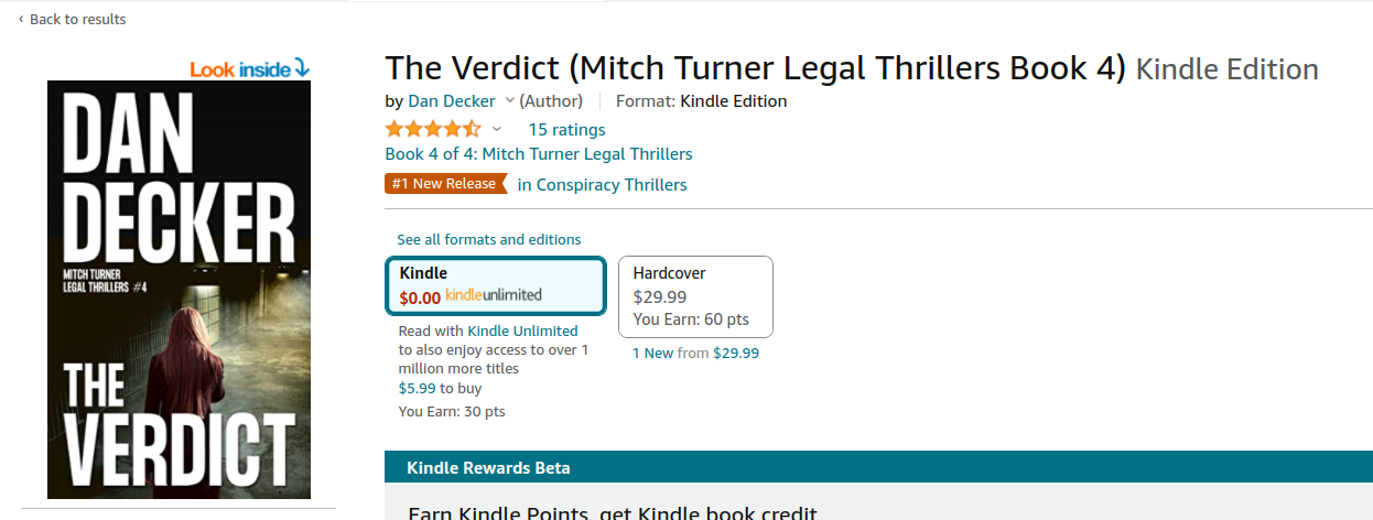 The Verdict is the #1 New Release in Conspiracy Thrillers – Dan Decker